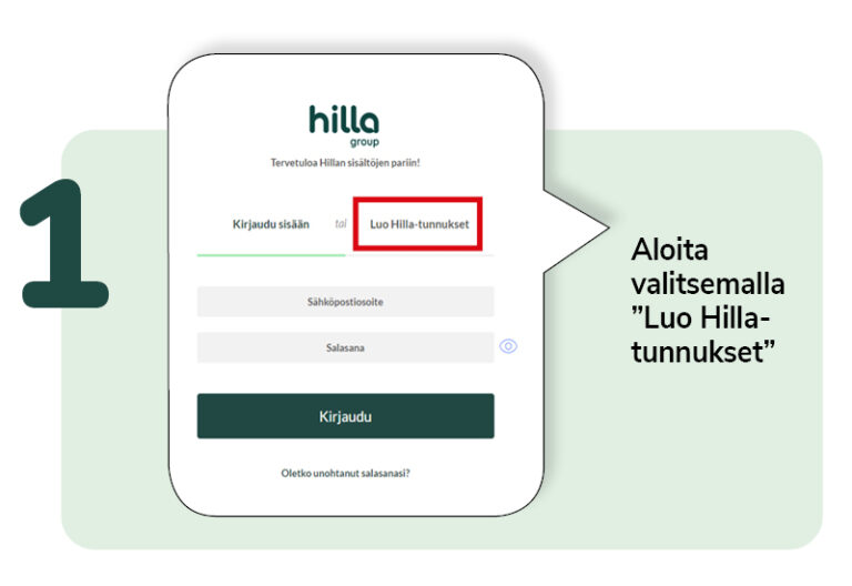 Hilla-tilin luonti ja kirjautuminen - Asiakaspalvelu